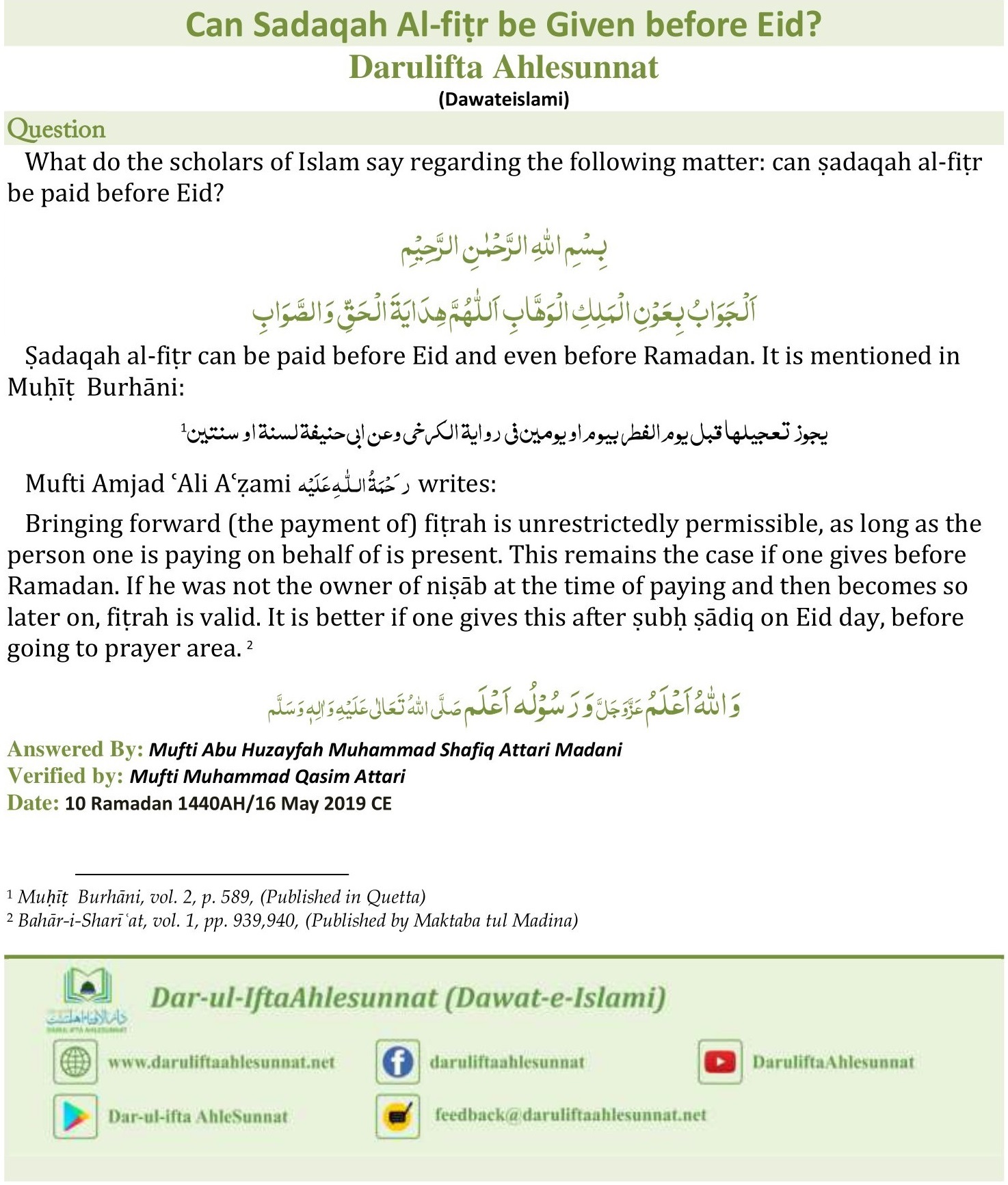 Sadaqah Al-Fitr: Can You Give it Before Eid? Explained.